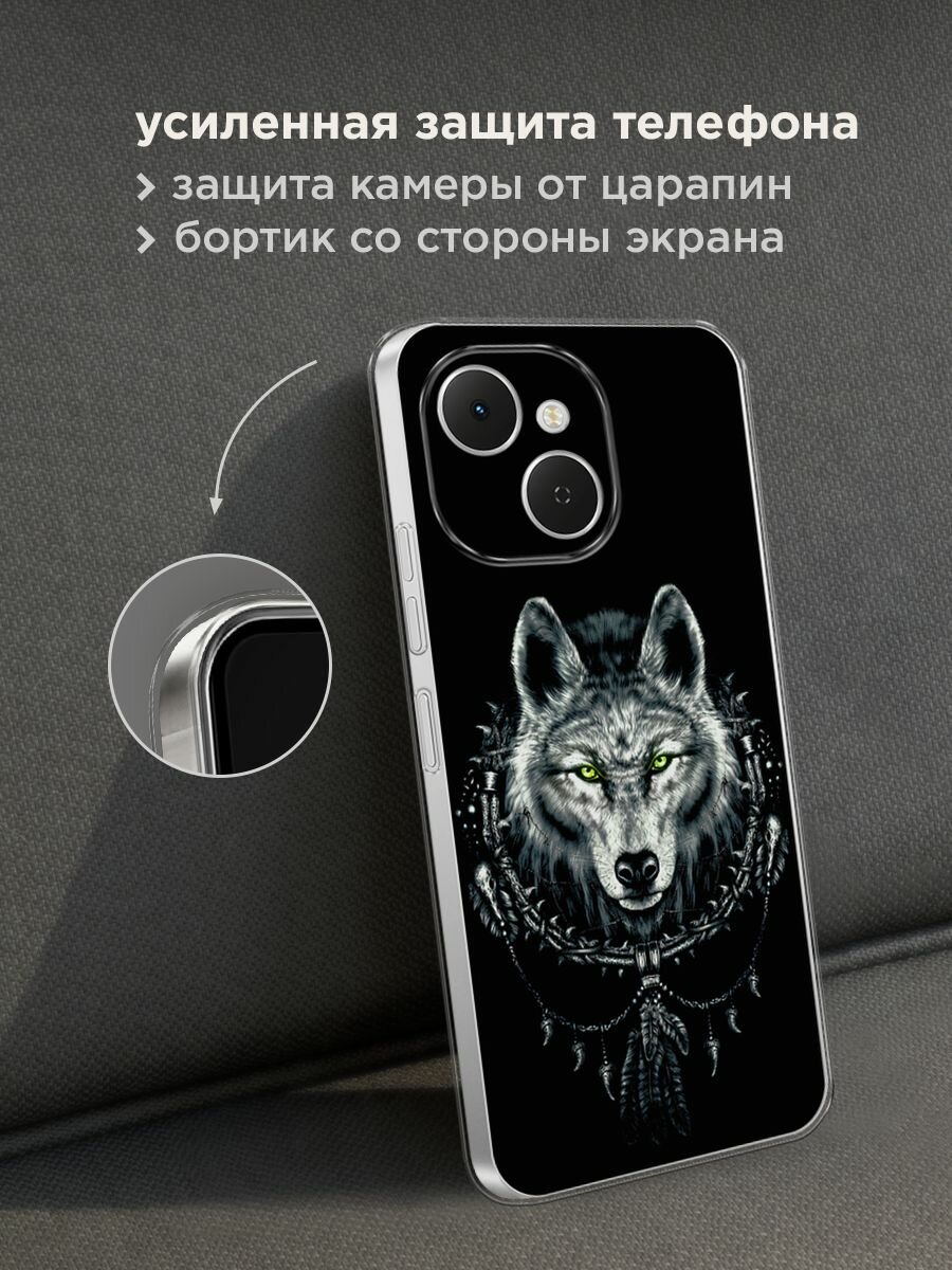 Чехол на Tecno Spark 40C / Текно Спарк 40C с принтом "Волк оберег" — фото 1