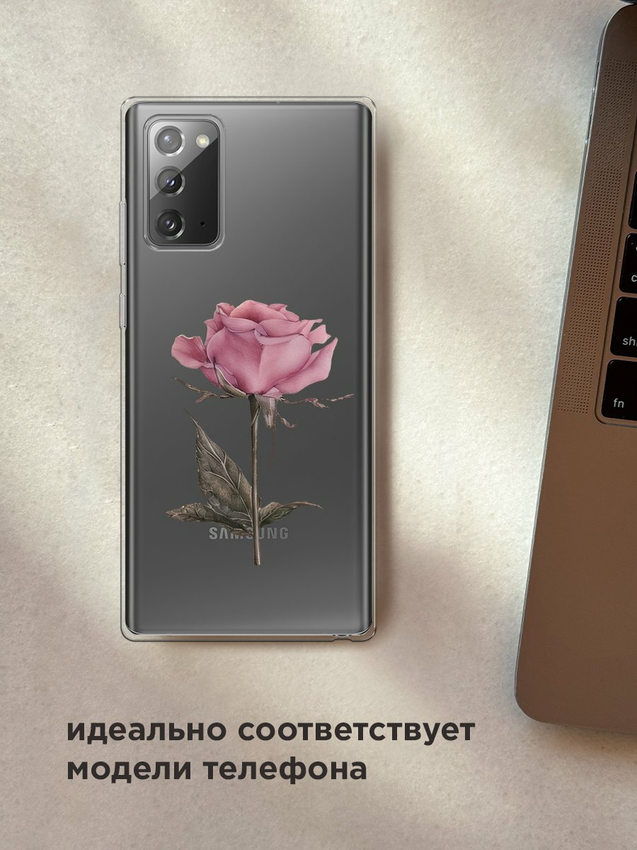 Чехол на Samsung Galaxy Note 20 / Самсунг Галакси Ноут 20 с принтом "Меланхоличная роза", прозрачный — фото 1
