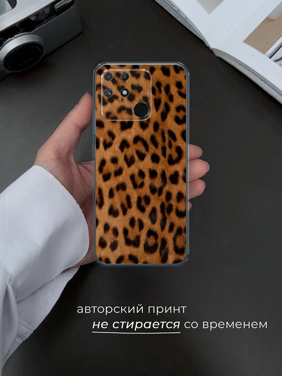 Чехол на Realme Narzo 50A / Реалми Нарзо 50A с принтом "Мех леопарда" — фото 1