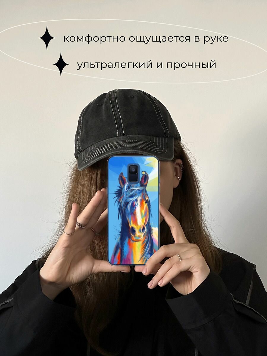 Чехол на Samsung Galaxy A6 / Самсунг Галакси А6 с принтом "Лошадь арт 3" — фото 1