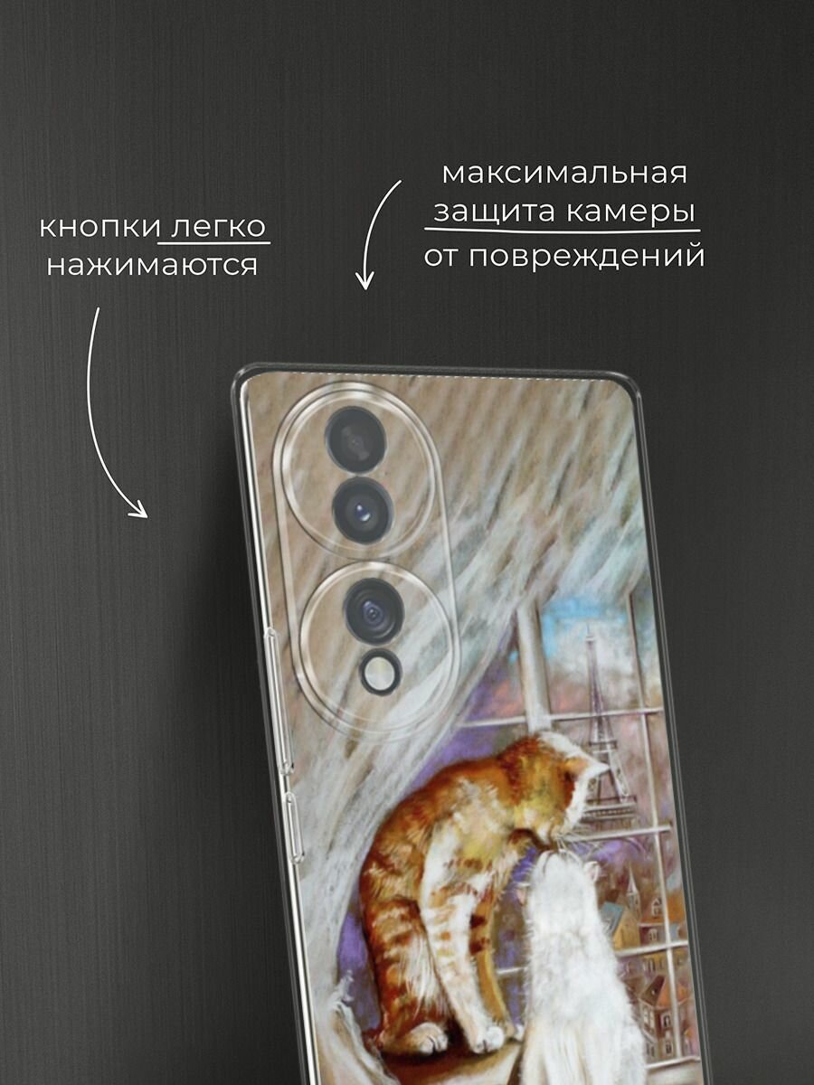 Чехол на Honor 70 / Хонор 70 с принтом "Влюбленные котики 1" — фото 1