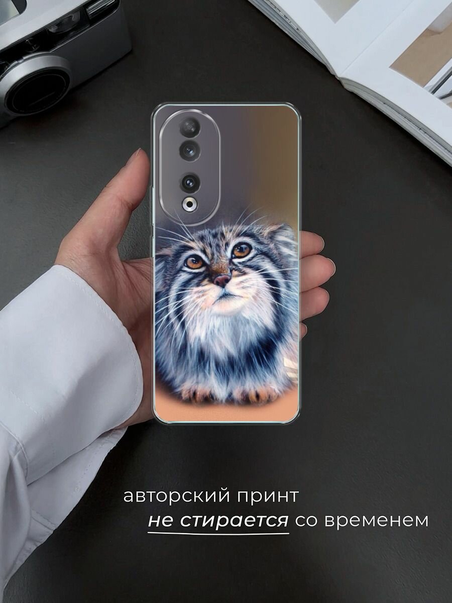 Силиконовый чехол на Honor 90 / Хонор 90 с принтом "Кот манул 2" — фото 1