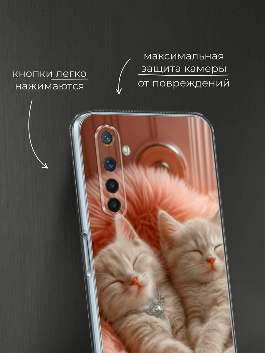 Силиконовый чехол на Realme 6 / Реалми 6 с принтом "Спящие котики" — фото 1