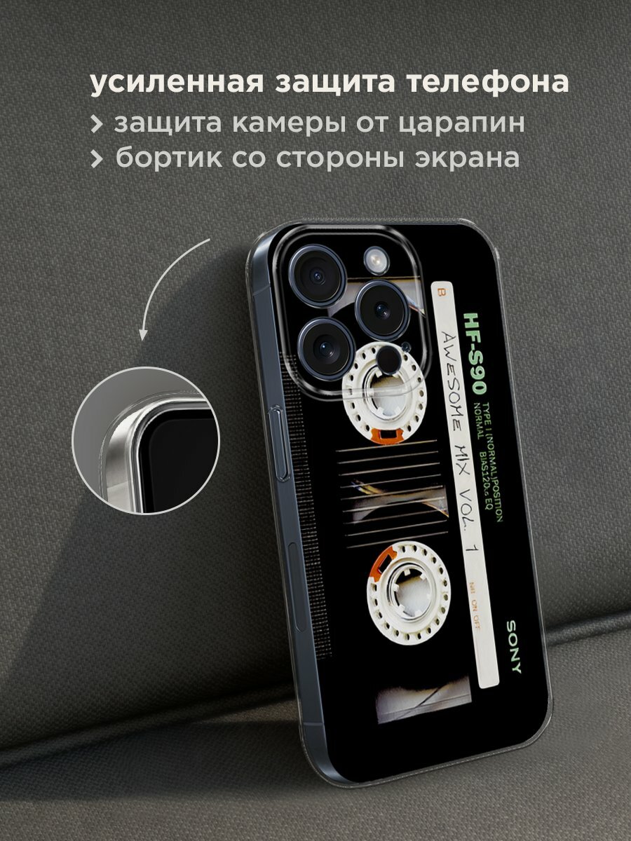 Чехол на Apple iPhone 15 Pro / Айфон 15 Про с принтом "Кассета лак" — фото 1