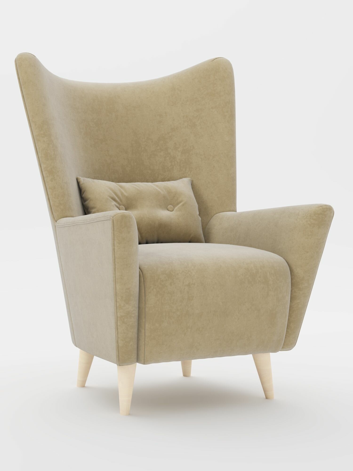 Кресло мягкое для дома, отдыха в гостиной Грейс от W&B, премиум велюр бежевый
