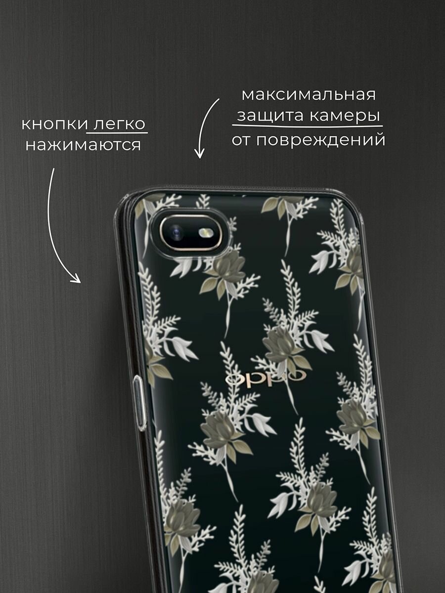 Чехол на Oppo A1k / Оппо А1к с принтом "Паттерн цветы сепия" — фото 1