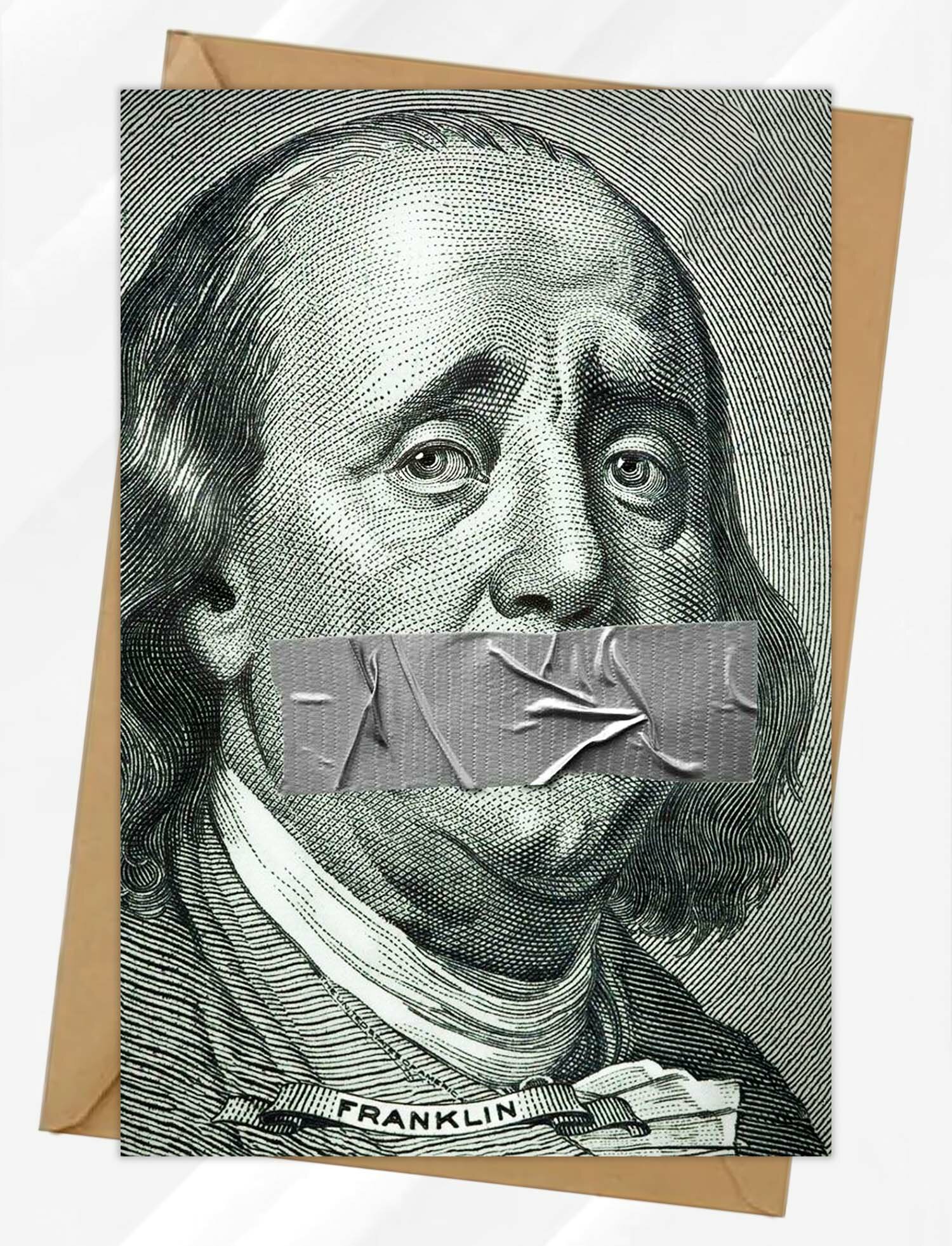 Открытка "Доллар" (подходит под рамку 10х15см, конверт, подставка)