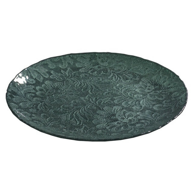 AKCAM Королевский Бархат десертная тарелка 21 см из стекла цвета малахит стильная