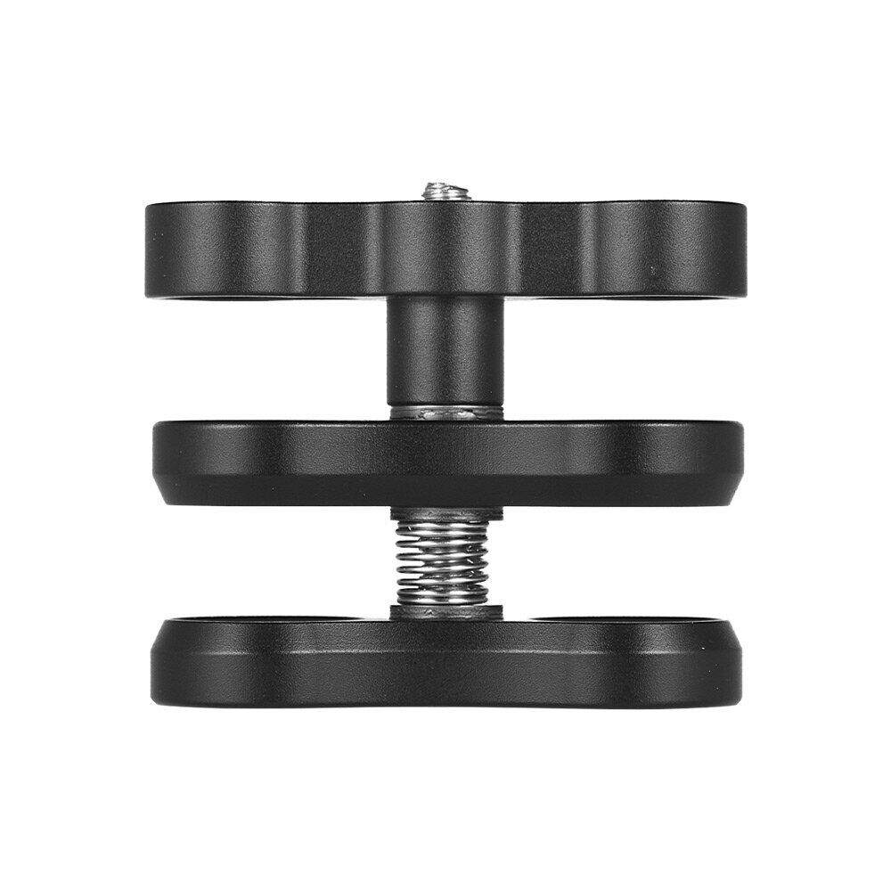 Крепление-шайба для двух шаров диаметром 1 дюйм Butterfly Clip Arm Dual Holder Mount для подводной фотографии систем освещения для камер GoPro Action Flashlight Arms System, черный цвет, материал алюминиевый сплав, интерфейс винта 1/4 дюйм, размер