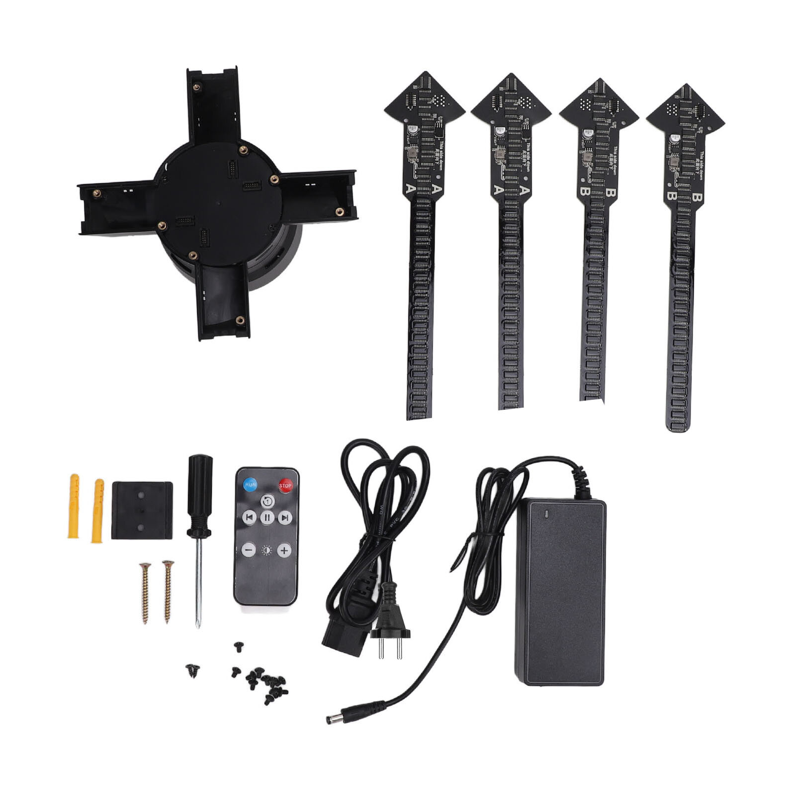 18,11-дюймовый вентилятор с 3D-голограммой, 4 лопасти, 1600x510, высокое разрешение, 510 светодиодов, Wi-Fi-соединение, голографическая рекламная машина, вилка европейского стандарта