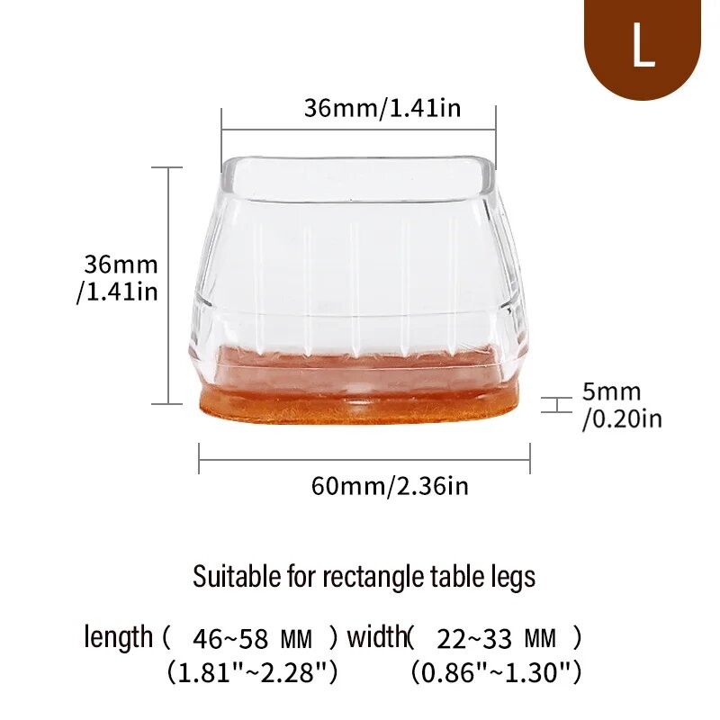 Накладки на ножки стульев, 4 шт, Rectangle L