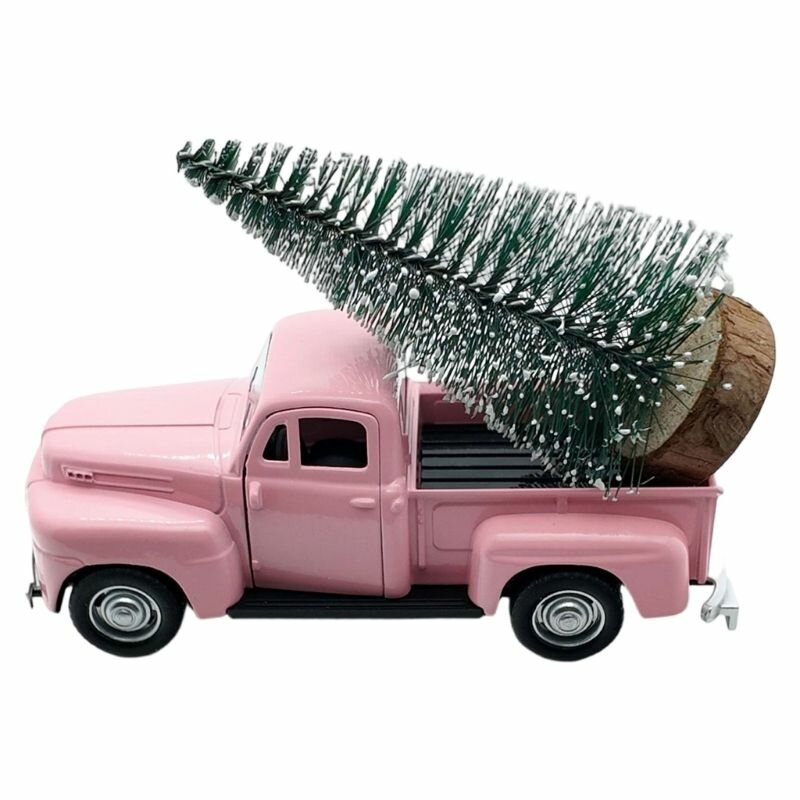 1 Рождественская ретро-классическая модель автомобиля, Рождественское украшение, украшение-Розовый грузовик 1-Рождественская елка