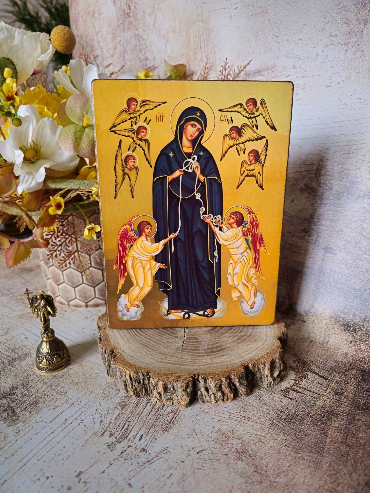 Освященная икона Богородицы "Развязывающая узлы", 10*14 см