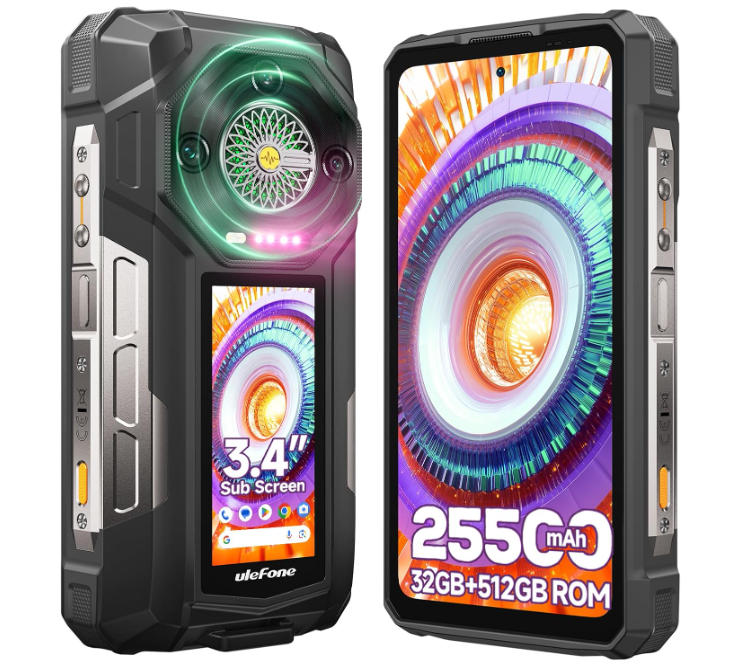 Защищённый смартфон Ulefone Armor 33 Pro 5G, 25500 мА·ч, 512 ГБ ПЗУ, 120 Гц, 6,59 дюйма, 3,4 дюйма, задний экран, NFC, Android