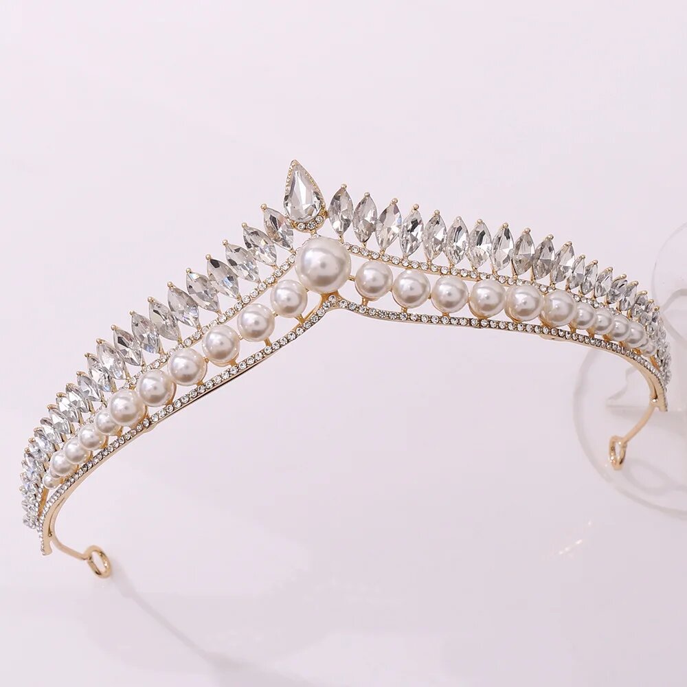 CC&BYX Свадебные диадемы из искусственного жемчуга Gold Color