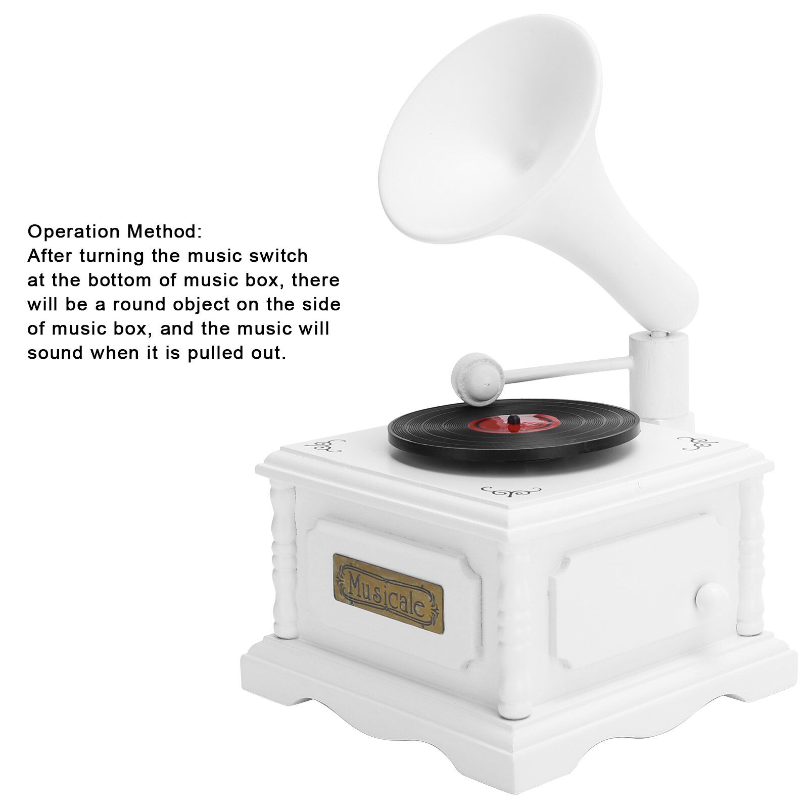 Музыкальная шкатулка с фонографом, винтажная деревянная заводная музыкальная шкатулка, подарок для рукоделия, орнамент