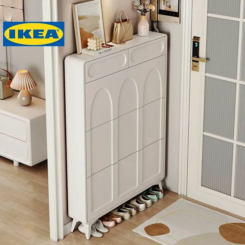 Обувница IKEA из дерева, 65х17х135 см, для прихожей, вместительная, с полками