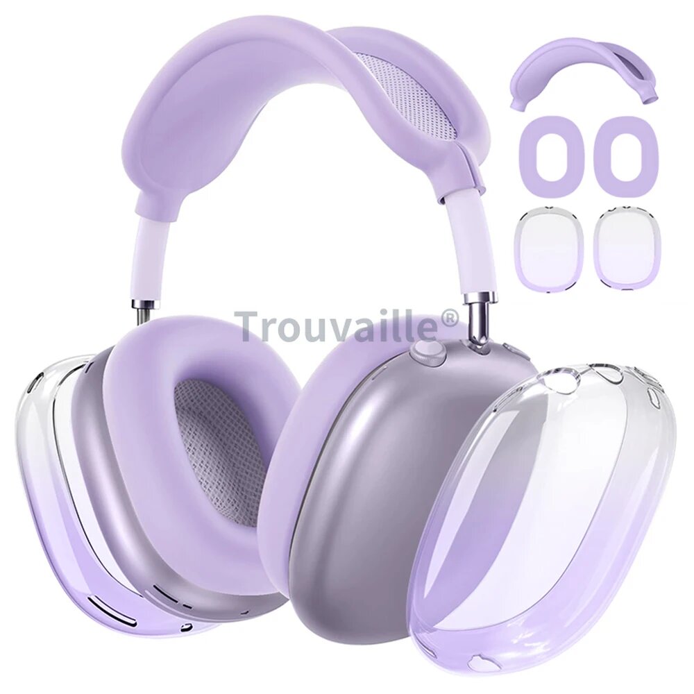 Противоударный чехол 3 в 1 для AirPods Max, силиконовый, прозрачный, Trouvaille Gradient Purple
