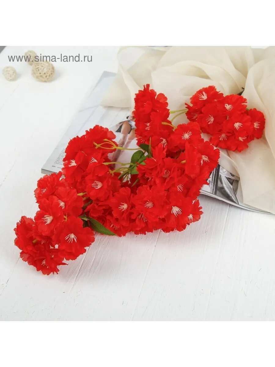 Искусственные цветы сакуры, ярко-красные, 88 см