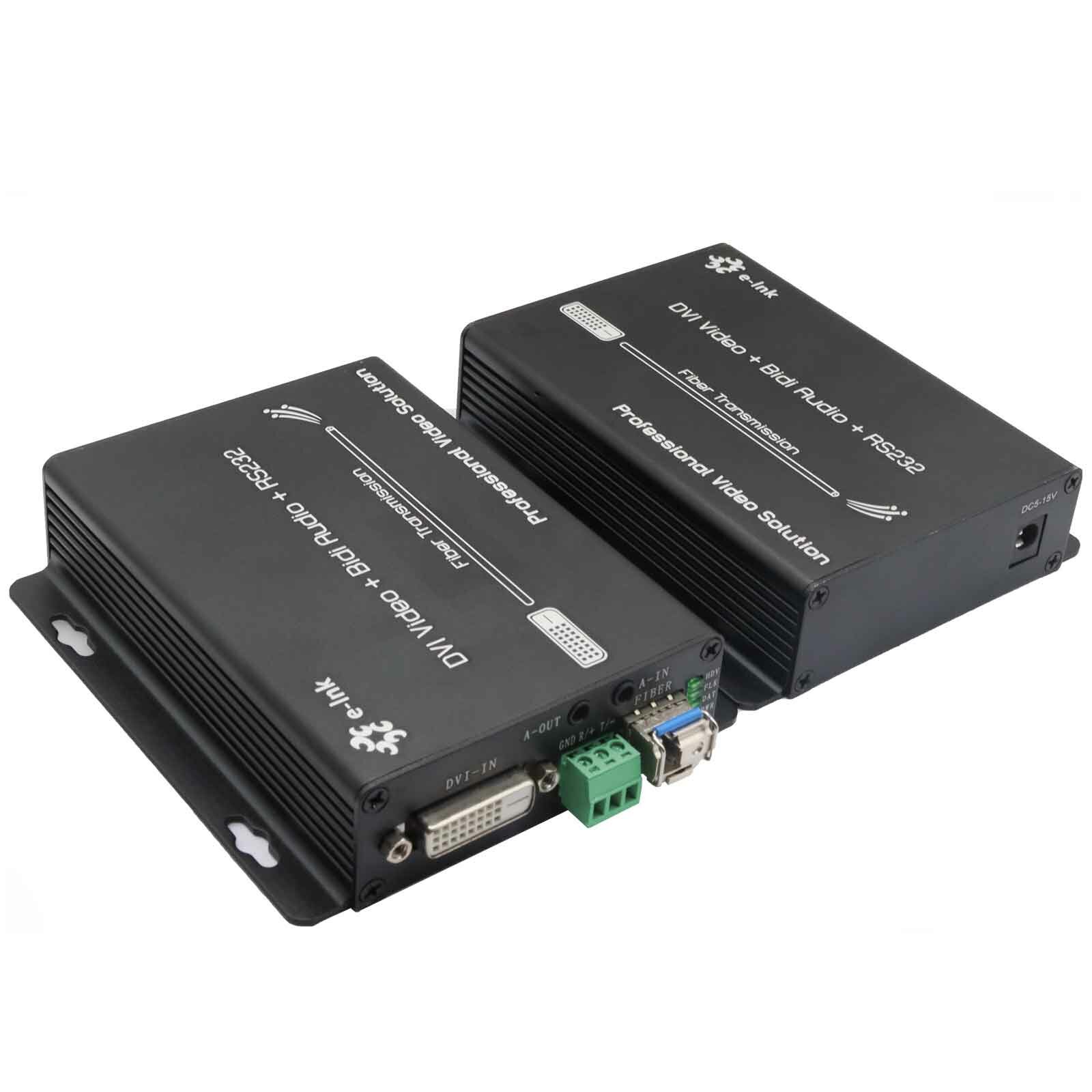 Волоконно-оптический преобразователь DVI 1080P с RS232 и двусторонней аудиосвязью