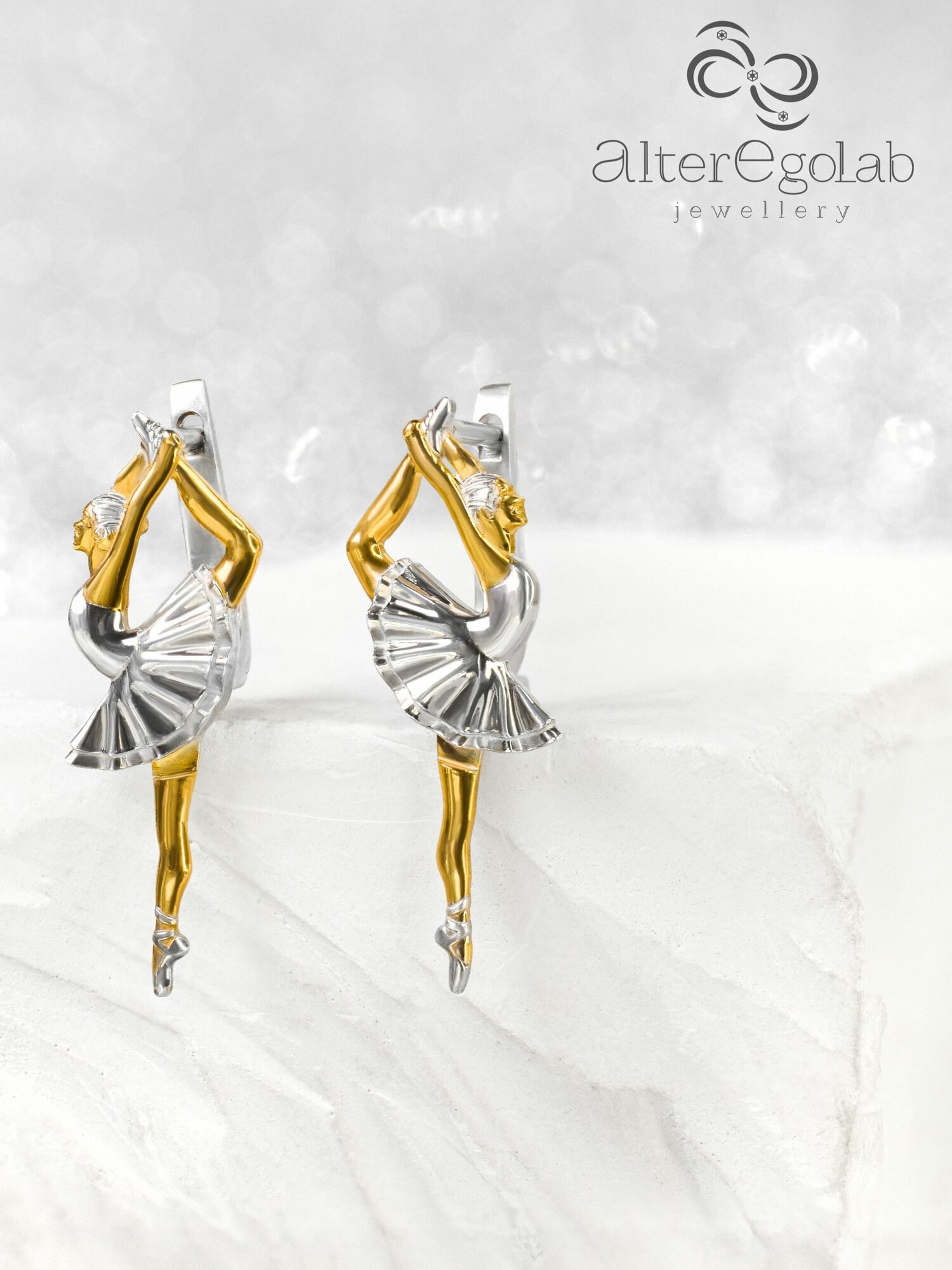 Серьги, серебро, 925 проба, родирование