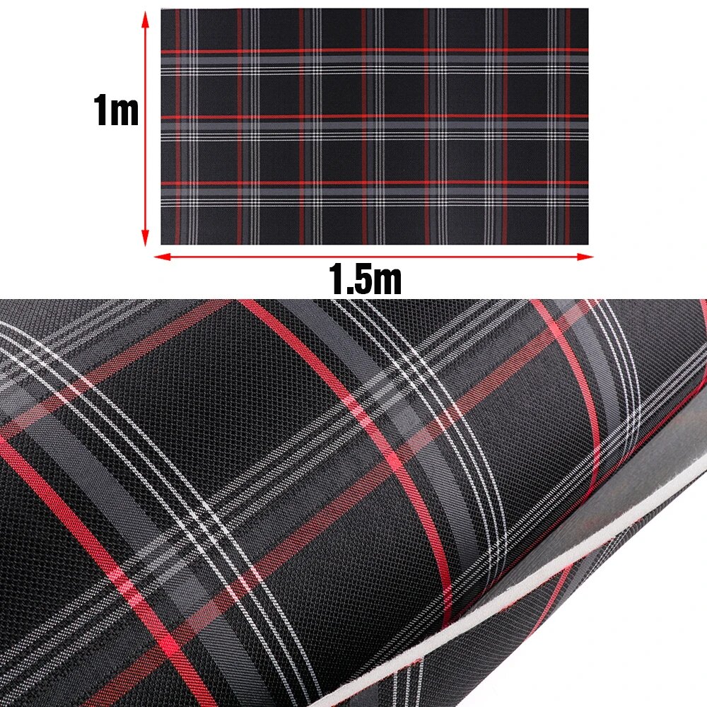 (1 X1,5 м) черный клетчатый внутренний чехол на сиденье, обивочная ткань для MK7 VW Golf GTI MK1-K2 T1 T2 T3. etc Red(1 x 1.5m)