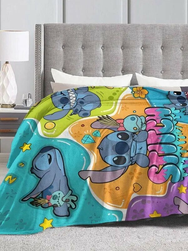 MXEB Плед Lilo and Stitch Пледы Лило и Стич , Фланель, 125 см х 100 см
