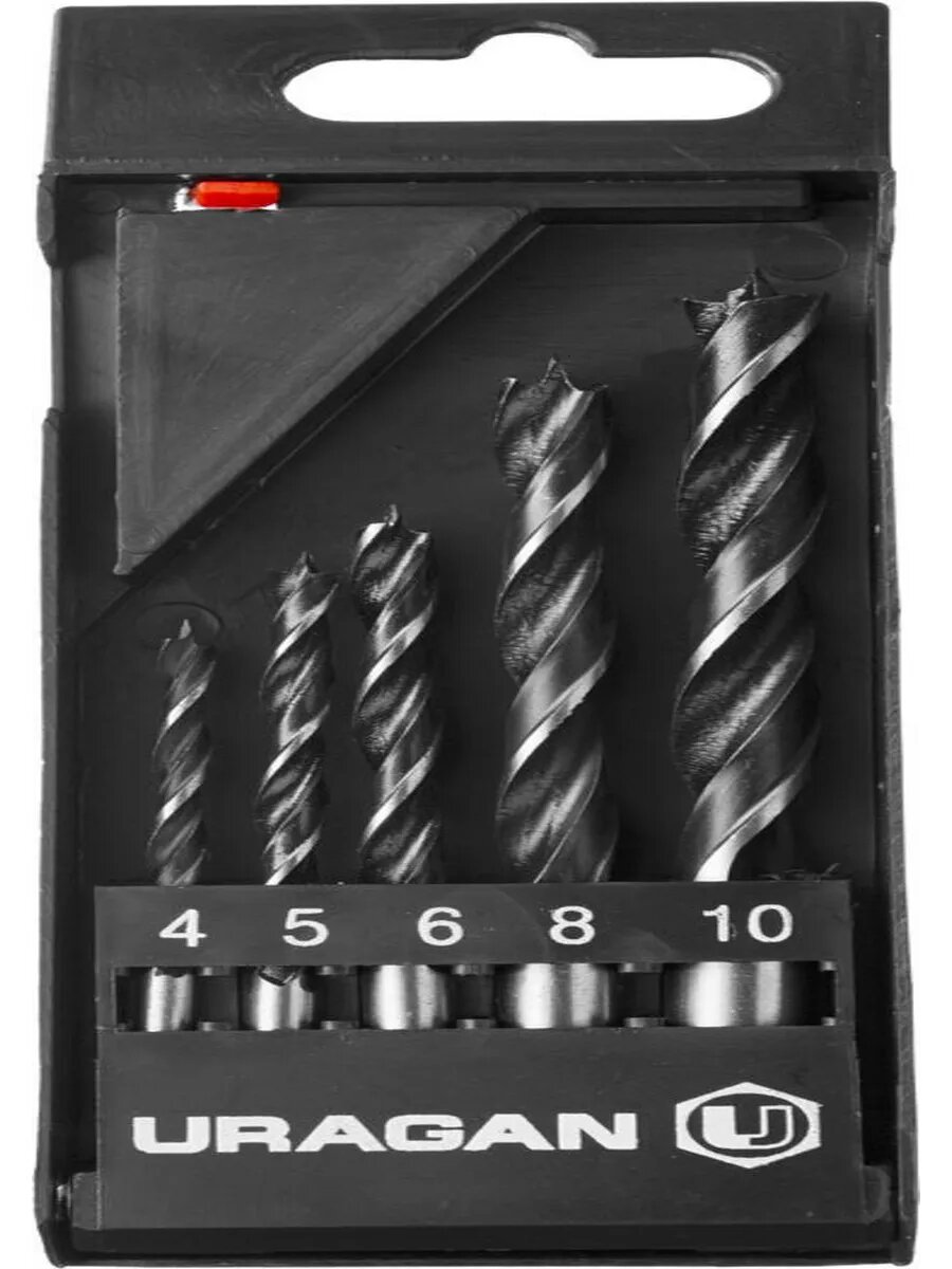 5 шт: 4-5-6-8-10 мм, набор спиральных сверл по дереву