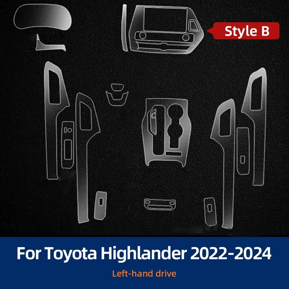 Прозрачная защитная пленка TPU PPF для центральной консоли Toyota Highlander 2022 2023 2024 Аксессуары