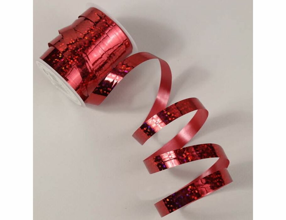 Лента для подарочной упаковки голографическая красная, 10 мм х 10 м, Koopman International ATC000520