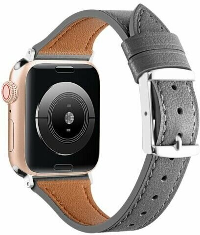 Кожаные узкие ремешки для часов с металлической пряжкой для iWatch Ultra Series 8 7 6 5 4 3 2 SE, серый,42mm,44mm,45mm,49mm