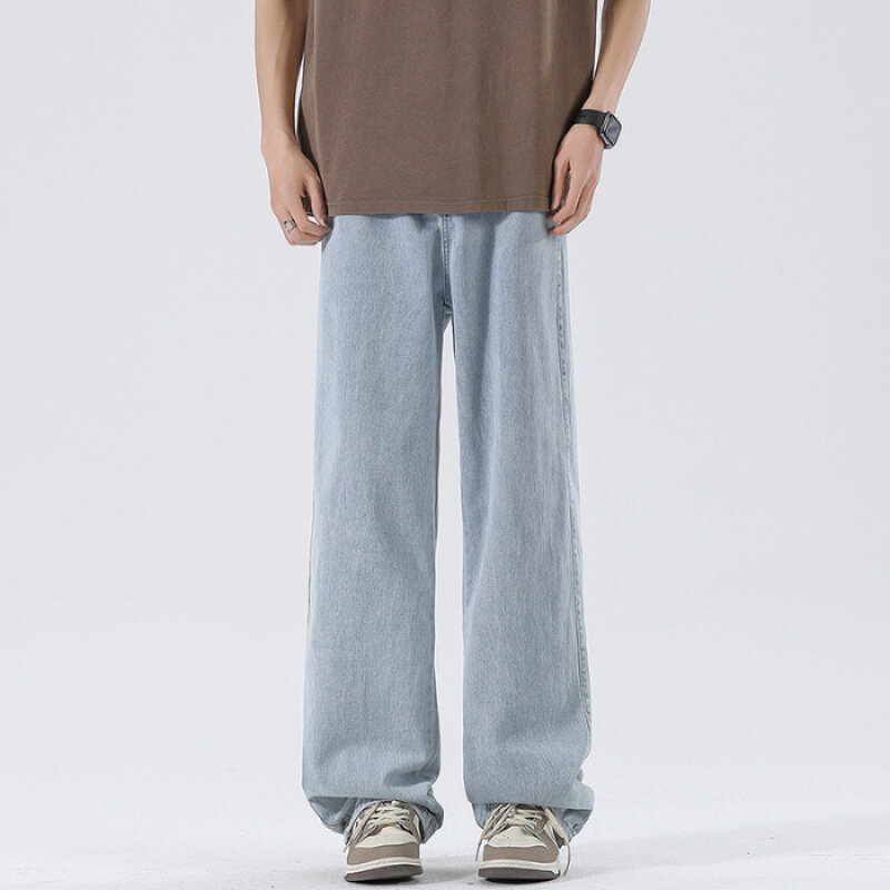 Слим тапер джинсы Rong Новые широкие прямые джинсы мужские базовые универсальные многоцветные эластичные стирка брюки весенние, Размер_S