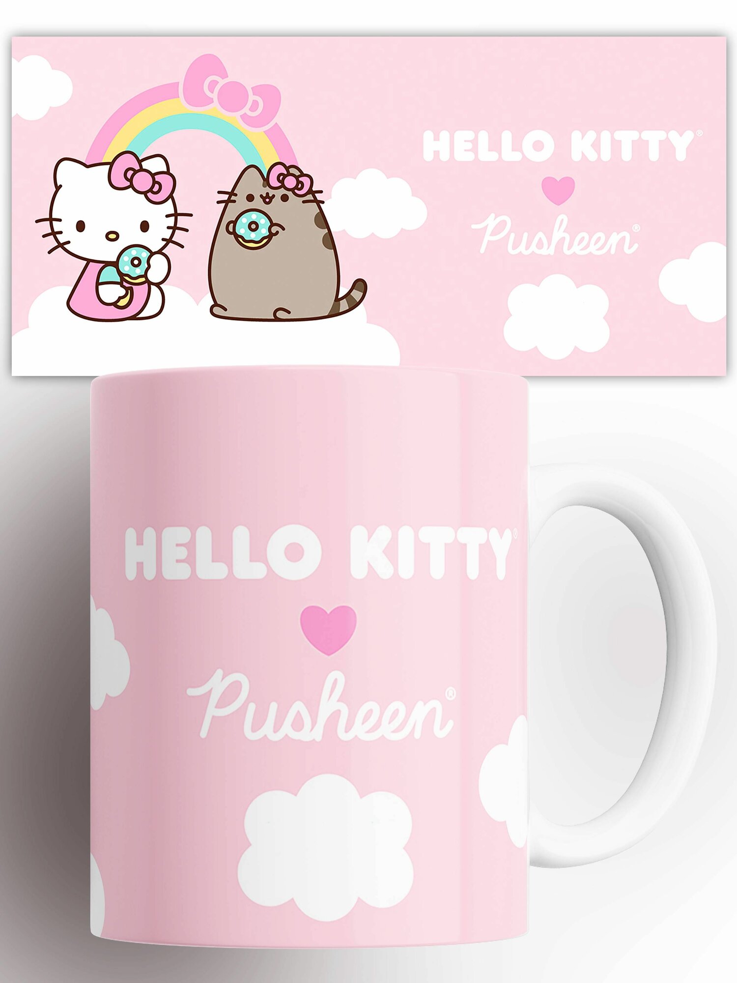 Кружка Кот Пушин Хеллоу Китти Pusheen Cat Hello Kitty 330 мл