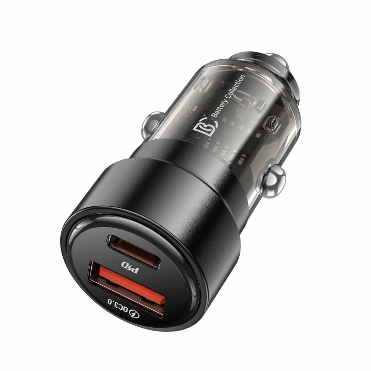 Автомобильное зарядное устройство USB/Type-C BC CC15 (75W, QC4.0, PD, SuperVOOC, 1Type-C, 1USB) Черный