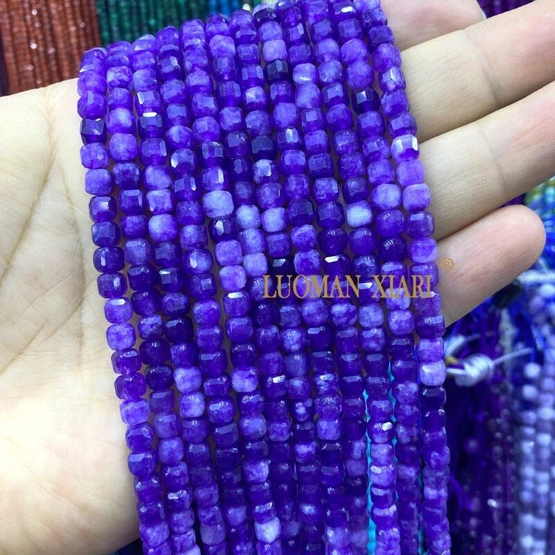 Натуральные бусины турмалин халцедон LUOMAN XIARI 5 мм Фиолетовый, 5x5mm 58-60pcs, amethyst color