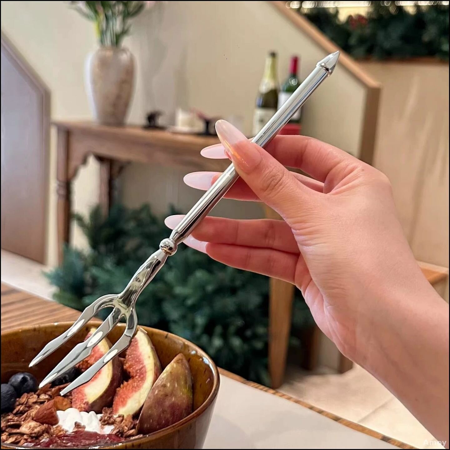 Эксклюзивная вилка для салата 22 см из нержавеющей стали 304 в форме трезубца