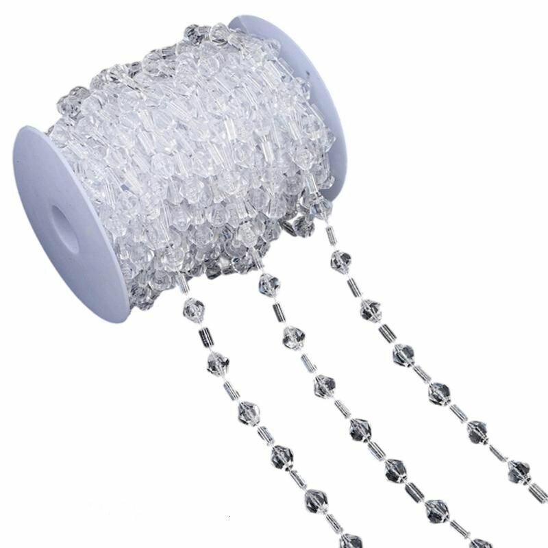 Прозрачная бисерная цепочка для рукоделия, - Крупные бусины и бисероплетение