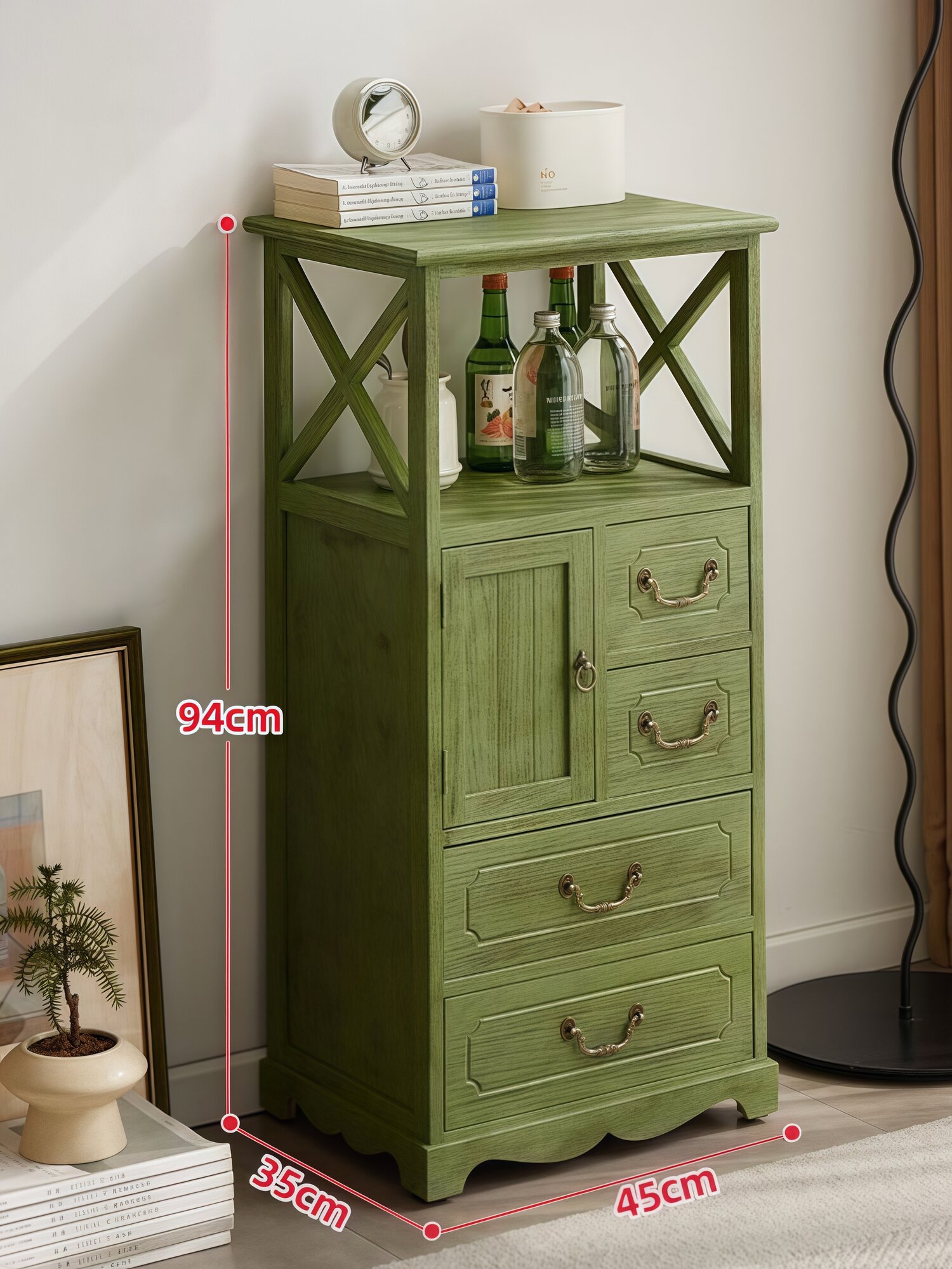 Комод из цельного дерева, простое хранение в стиле ретро, многослойный