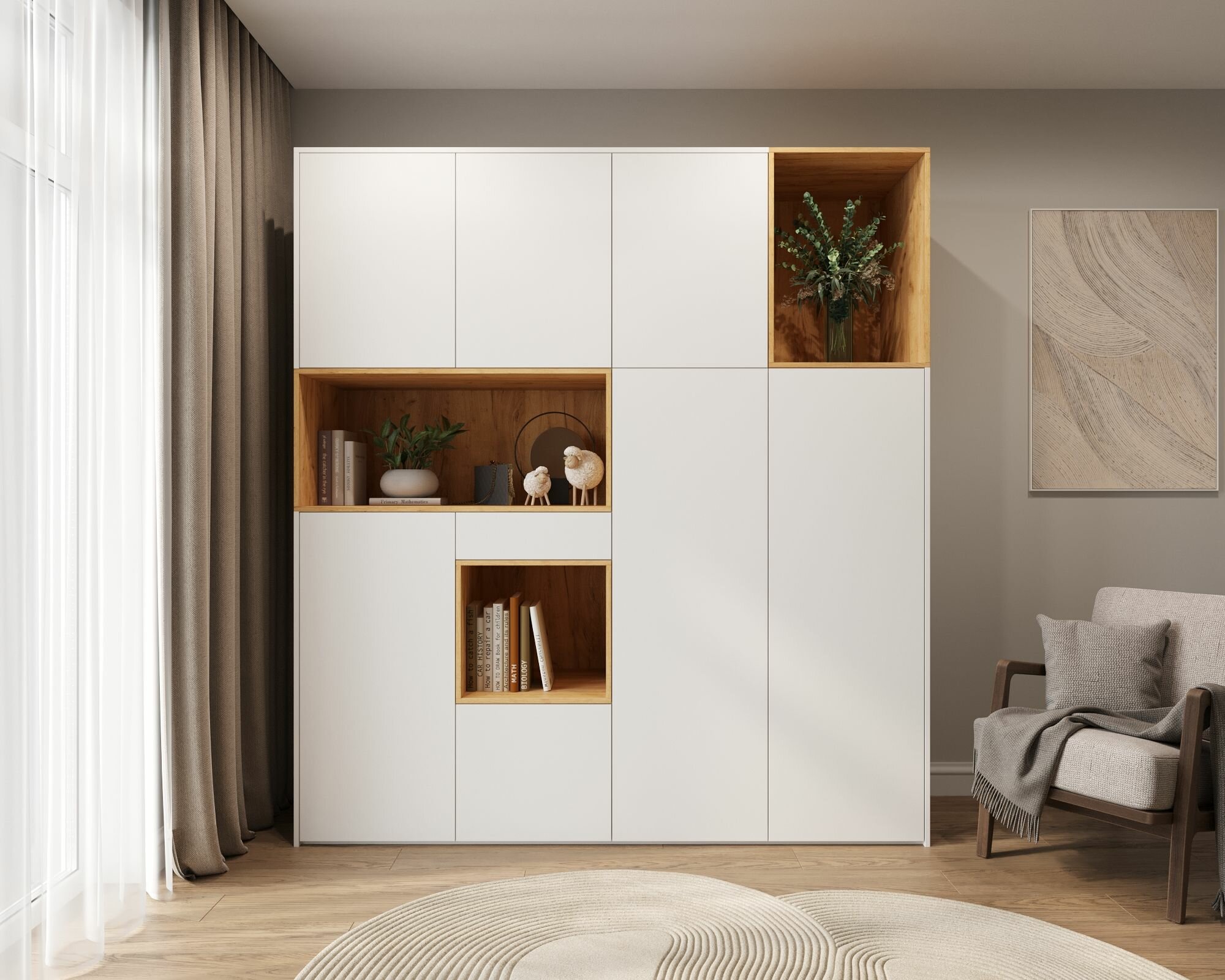 Шкаф распашной для одежды "Рокки 15" 200х220х55 Белый / Дуб крафт золотой