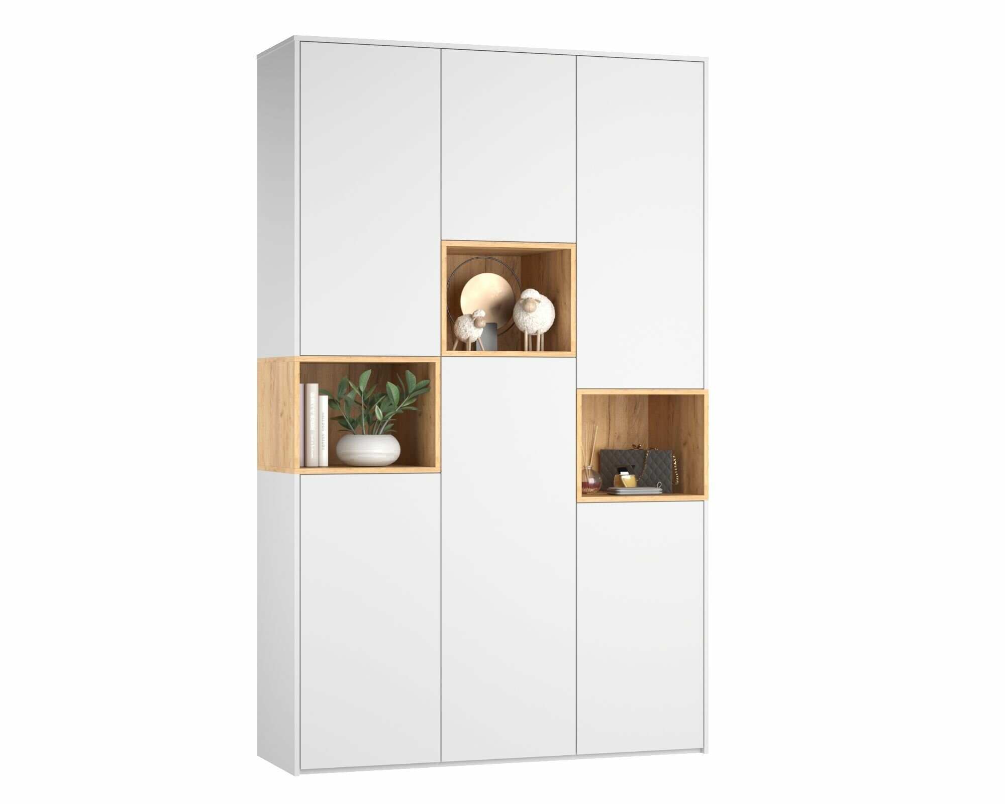 Шкаф распашной для одежды "Рокки 16" 135х220х55 Белый / Дуб крафт золотой