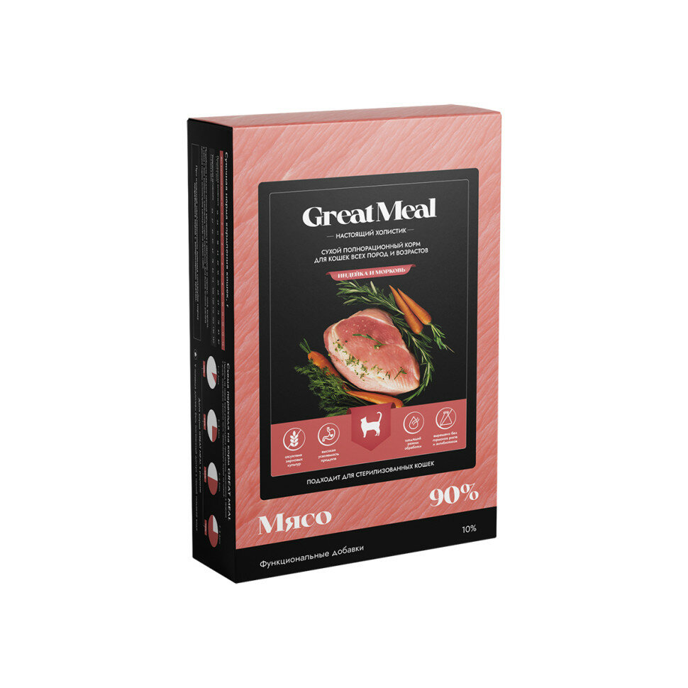 Сухой корм Great Meal Холистик для кошек всех возрастов с индейкой и морковью - 1 кг