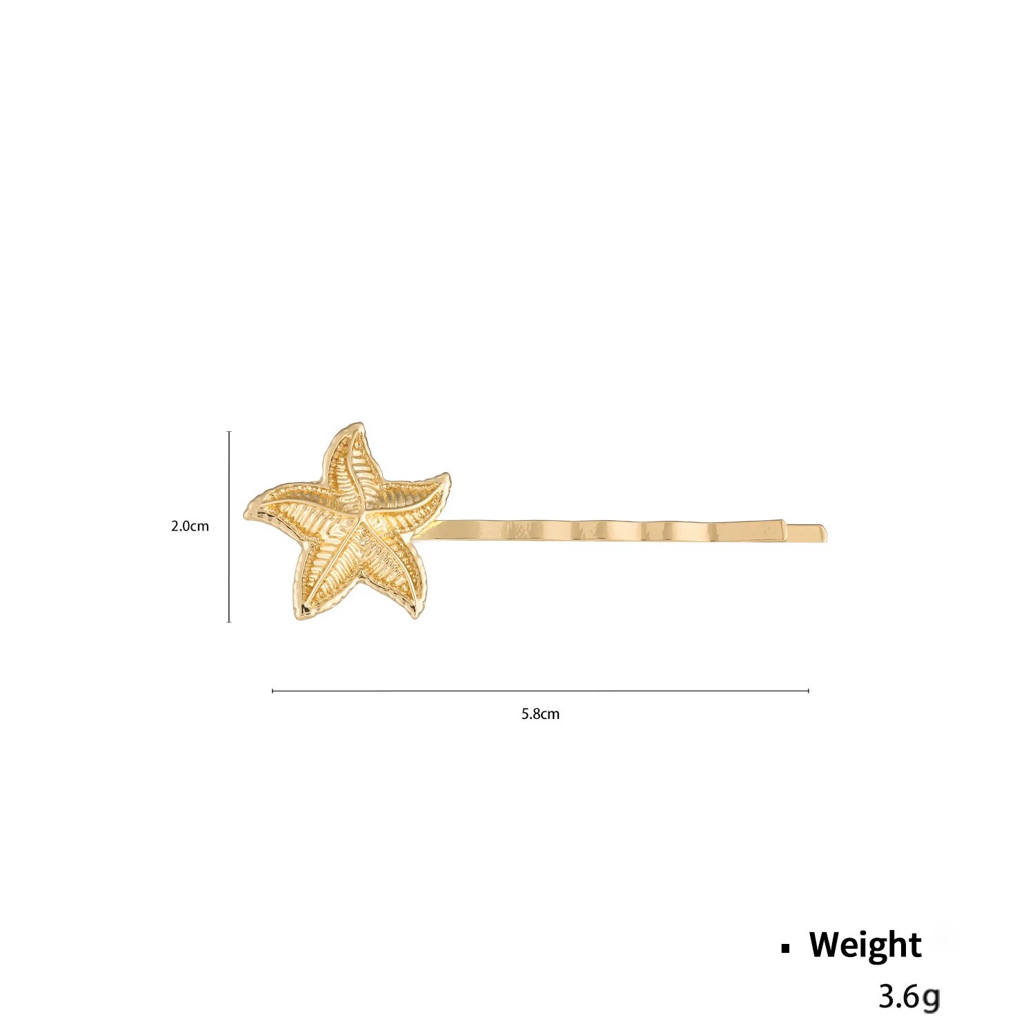 Золотая заколка для волос "Звезда" Цвет: B