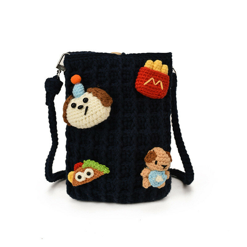 Сумка через плечо для ребенка универсальная вязанная кукла с полиэстеровым наполнением и повседневным стилем для ежедневных