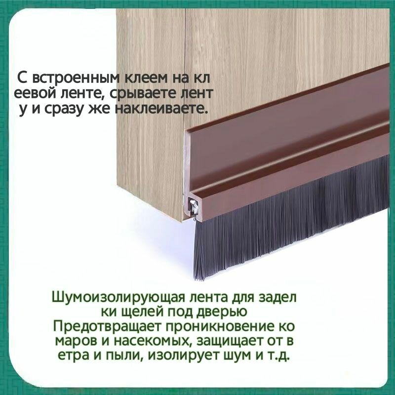 Дверной ограничитель самоклеящаяся, защищающая от насекомых, пыли и звукоизоляции уплотнительная лента для нижней щетки двери 100см