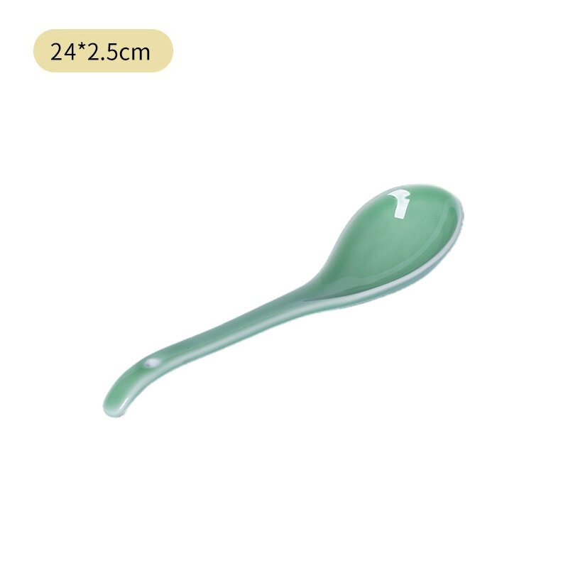 Бытовая посуда Longquan цвета селадона, большая длинная ручка, большая ложка, китайская керамическая ложка для