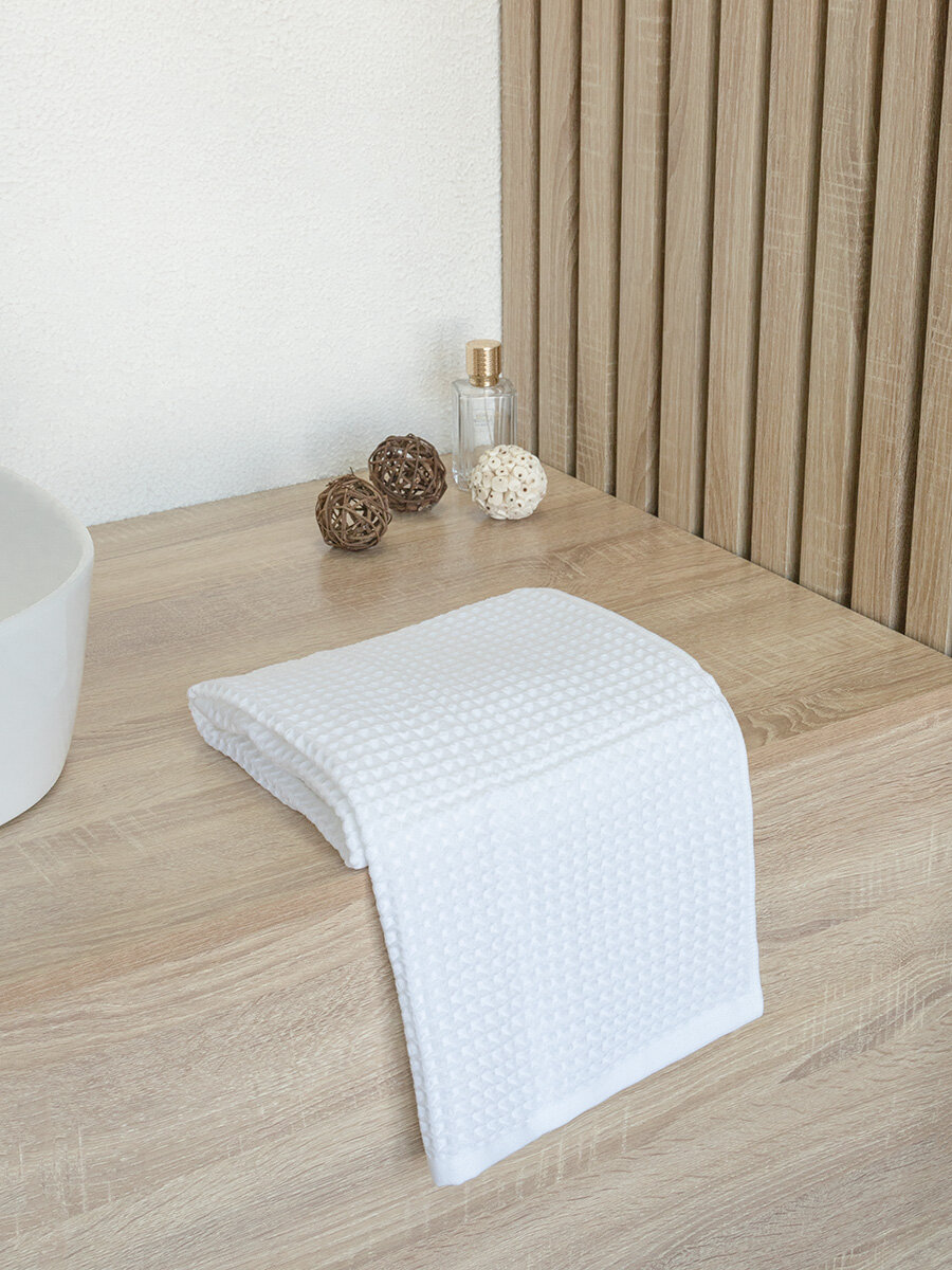 Полотенце банное вафельное DeNASTIA 50x90 см, 100% хлопок, белый, D100438