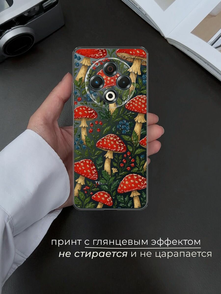 Силиконовый чехол на Tecno Spark 30 / Текно Спарк 30 с принтом Мухоморы — фото 1
