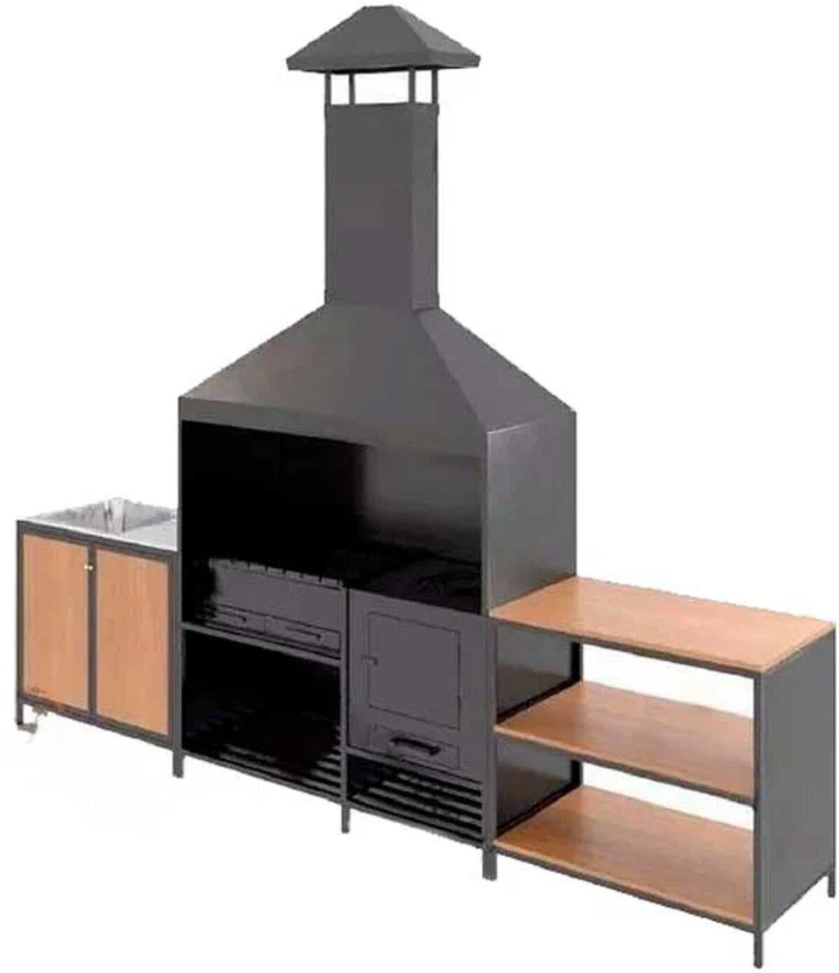 Мангальный комплекс в стиле Лофт Профи-С12, стационарный, металл