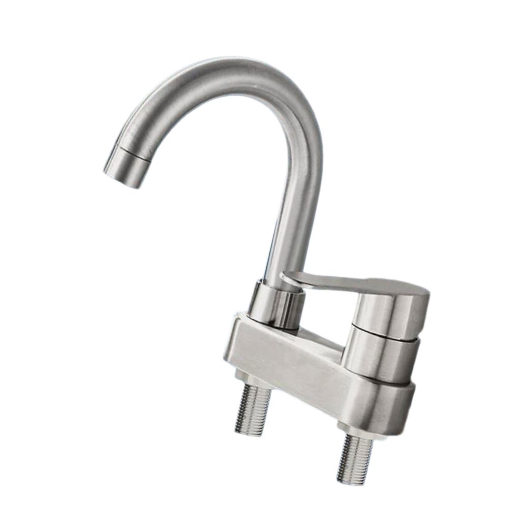 Смеситель для раковины из нержавеющей стали без трубы-большой изогнутый кран с двойным отверстием