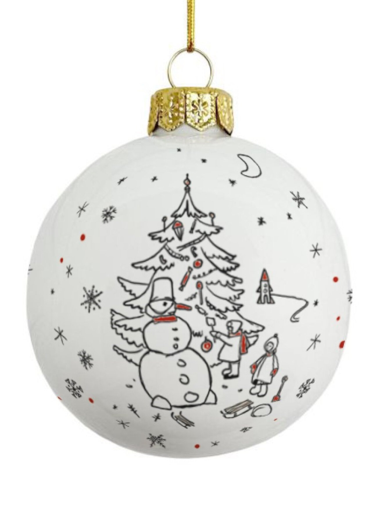 Елочная игрушка Шар 9 см Новый год и Дети, керамика, авт. Братыкин